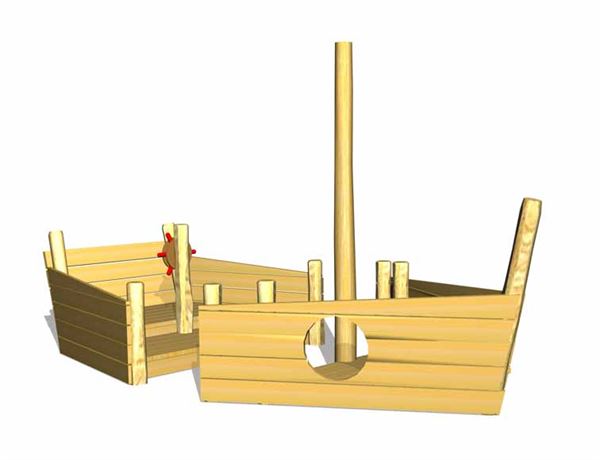 Robinia legeskib - Stort træskib til legepladsen | BOEL
